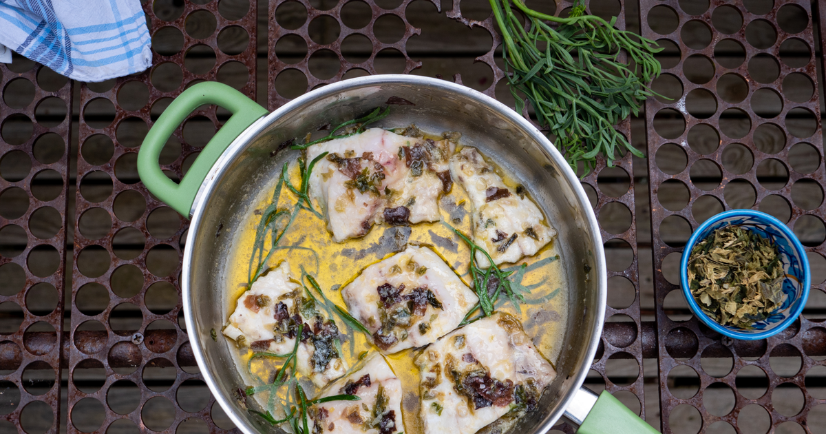 Recette de maigre poché au beurre & à la dulse