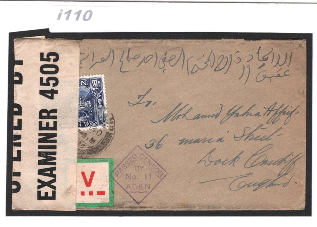 ADEN WW2 CENSOR Cover VICTORY *V* MORSE CODE PROPAGANDA LABEL 1940 ...