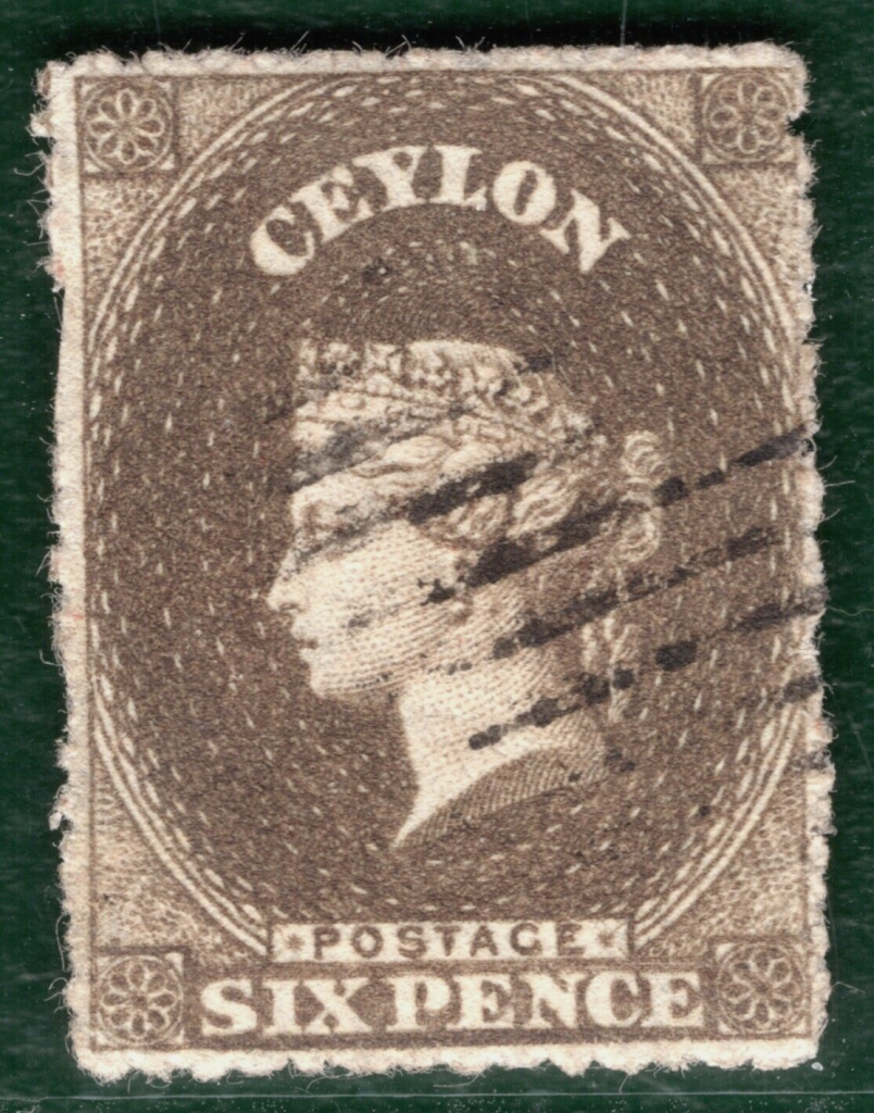 CEYLON QV PENCE ISSUE Classic Stamp SG.31b 6d Olive-Sepia Used Cat £120 ...