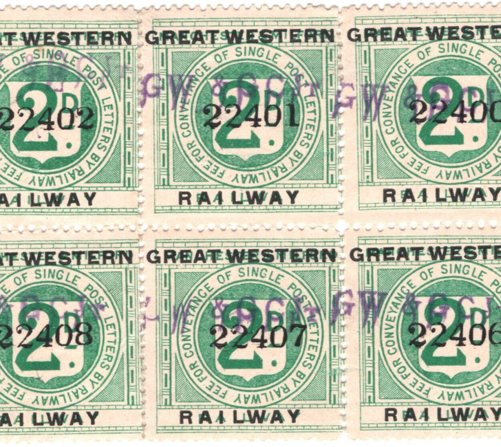 GB *GW&GCJt* Handstamp GWR RAILWAY(M&MR) Letter Stamps BLOCK 2d Mint ...