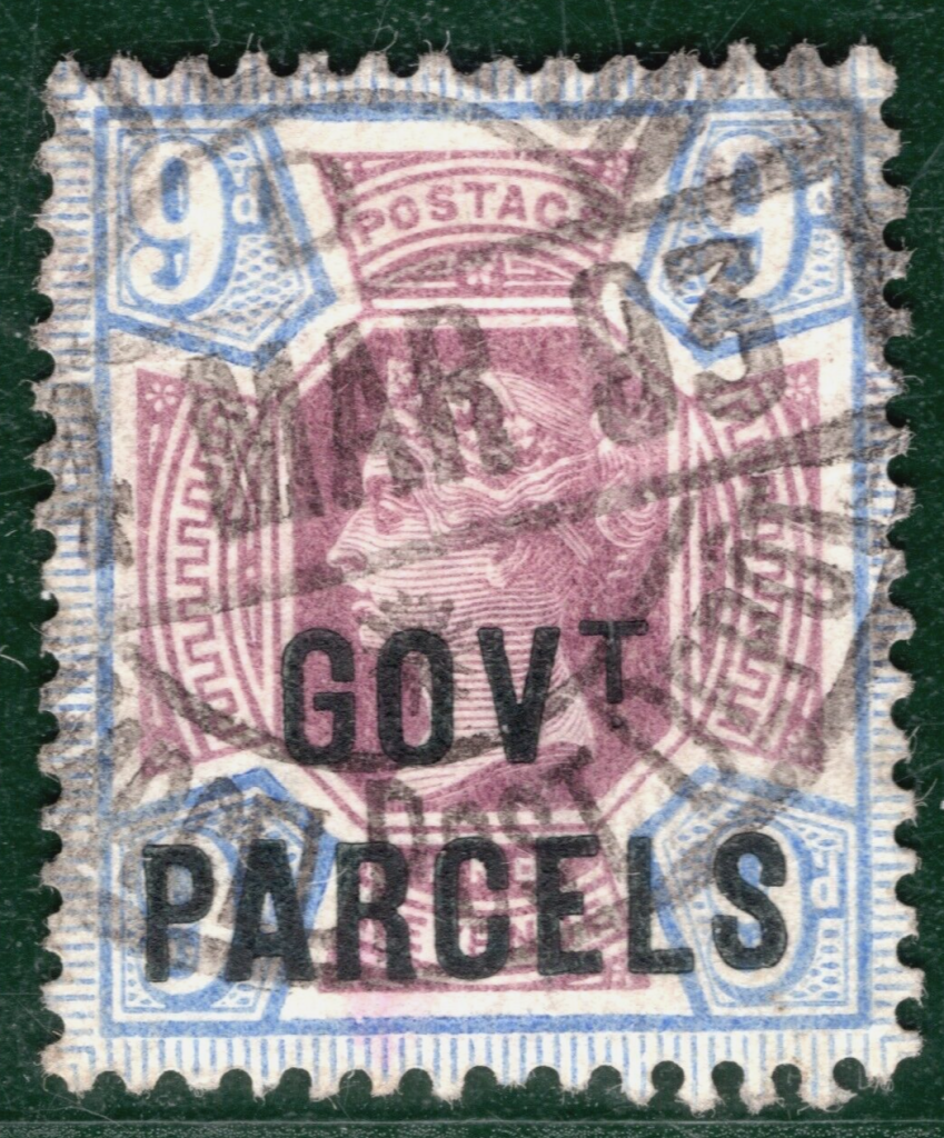 GB QV Official SG.O67 *GOVT PARCELS* 9d Jubilee Super 1893 CDS Cat £120 ...