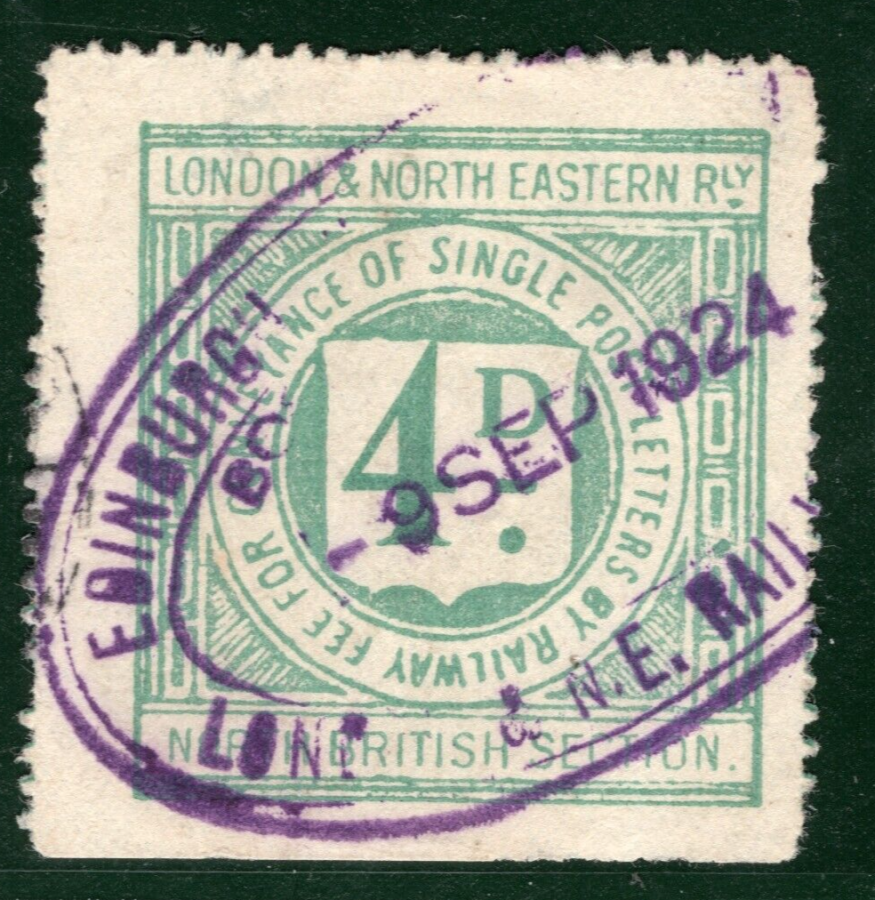 GB Scotland LNER (NBR) RAILWAY Letter Stamp 4d *EDINBURGH* 1924 Used ...