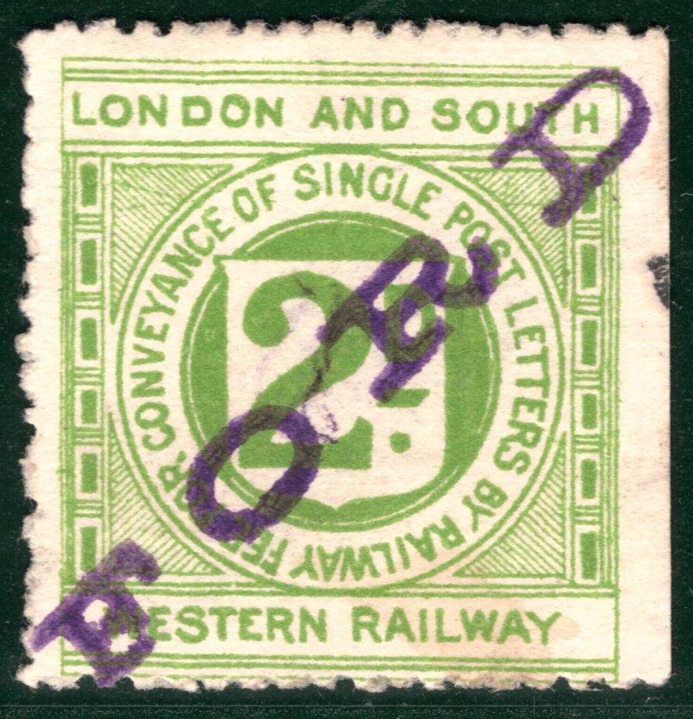 GB Sussex LSWR RAILWAY 2d Letter Stamp Superb *FORD* STATION Used RARE ...