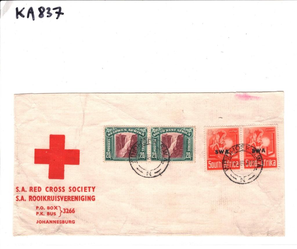 SOUTH WEST AFRICA 20s Pair RED CROSS *Parcel Label* WW2 Windhoek 1942 ...